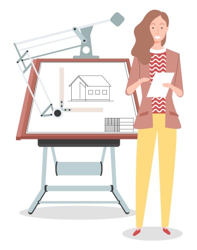 Cartoon architect with blueprint Royalty Free Vector Image