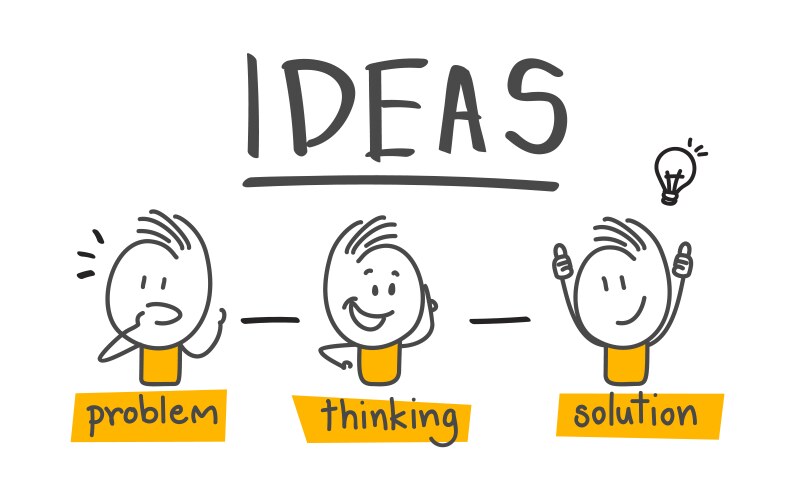 Stick figures creative mind and brainstorming Vector Image