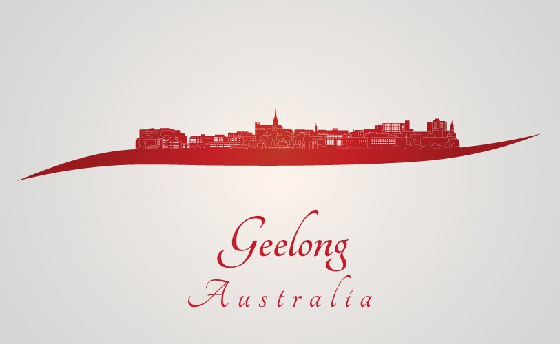 Melbourne skyline in red Royalty Free Vector Image