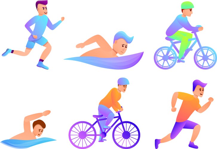 Camel racing icons set cartoon race Royalty Free Vector