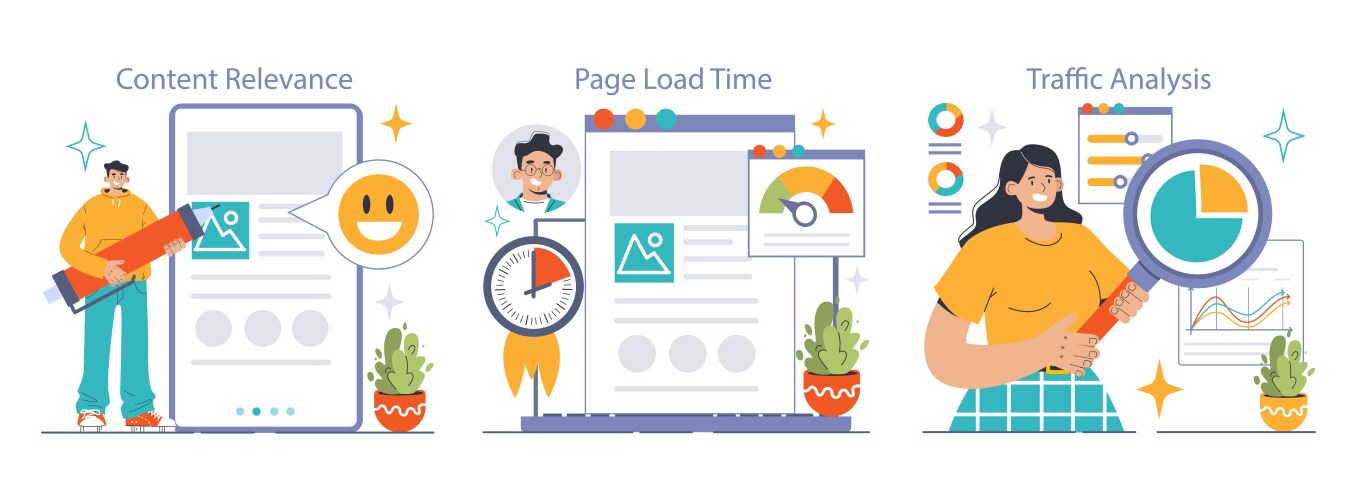 Website analysis conversion rate and traffic Vector Image