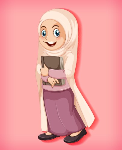Young Muslim Girl Reading Royalty Free Vector Image