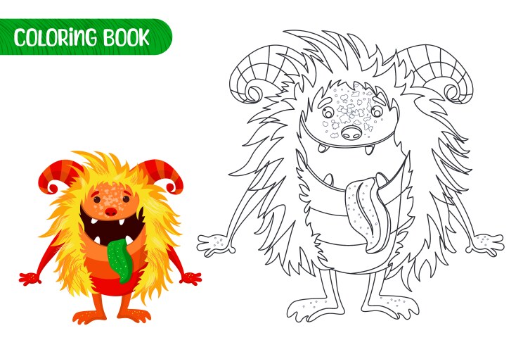 Coloring book for kids cute funny monster Vector Image