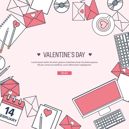 Flat background with computer Royalty Free Vector Image