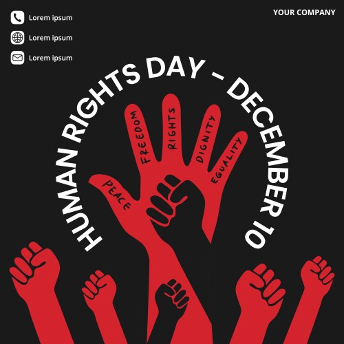 Human rights day background with painted raised Vector Image