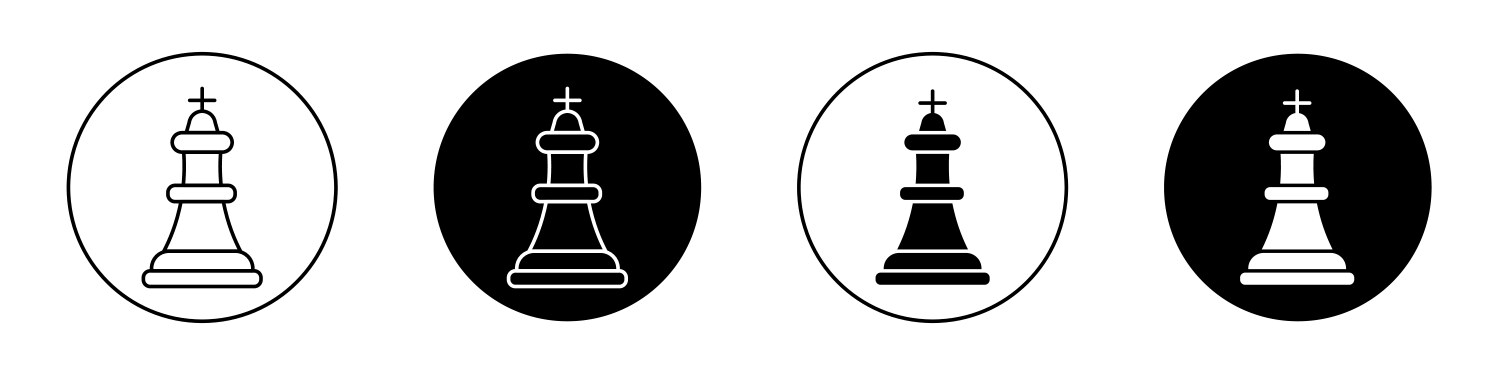 Chess king icon set in black and white filld Vector Image