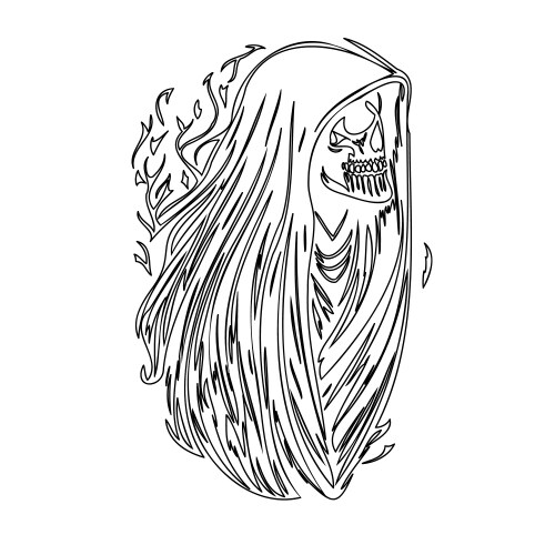 Grim reaper halloween sketch outline Royalty Free Vector