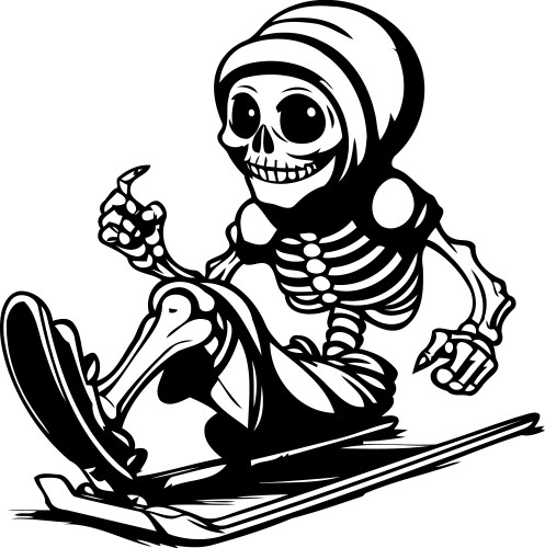 Skeleton surfing on a surfboard cartoon isolated Vector Image