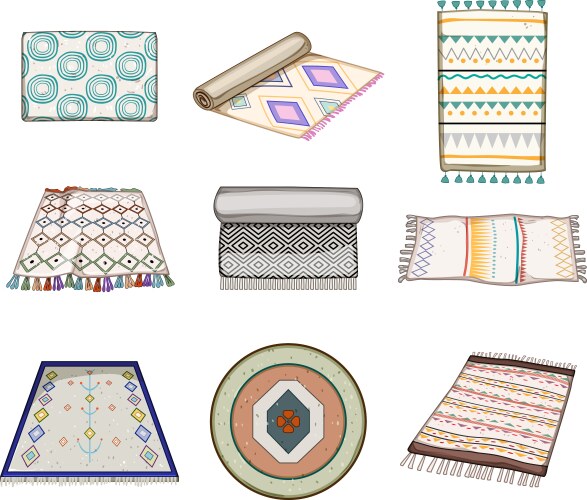 Watercolor boho rug cartoon Royalty Free Vector Image