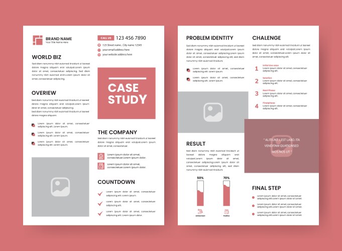 Business case study layout flyer Royalty Free Vector Image