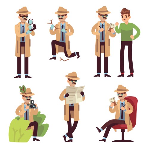 Cartoon detective Royalty Free Vector Image - VectorStock