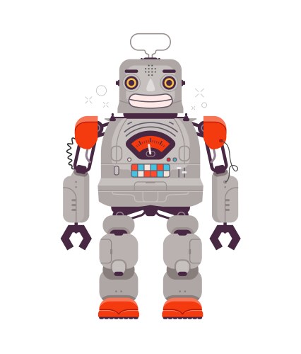 Gray robot cartoon isolated on white background Vector Image