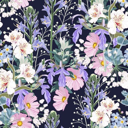 Floral seamless pattern with spring flowers Vector Image