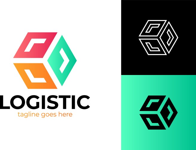 Simple and modern carton box logo Royalty Free Vector Image