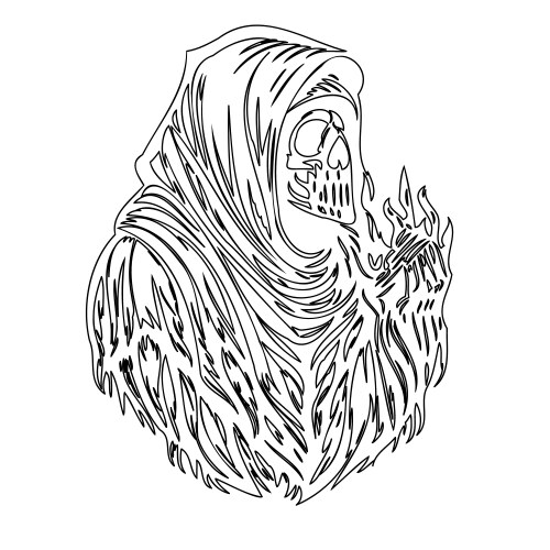 Grim reaper halloween sketch outline Royalty Free Vector