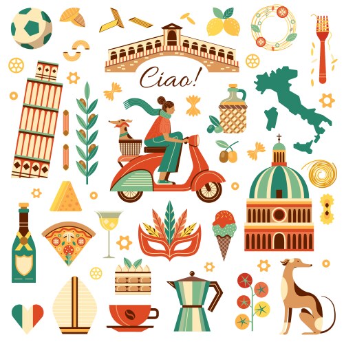 Italy travel scrapbook stickers patches badges Vector Image