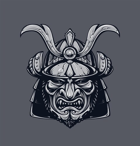 Samurai Warrior Mask with Mustache – Royalty-Free Vector | VectorStock