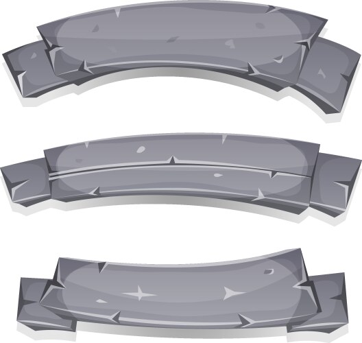 Stone ribbon set banner elements for game Vector Image