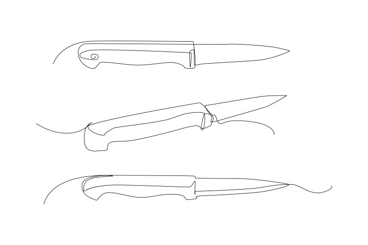 Continuous line knife icon monoline steel kitchen Vector Image