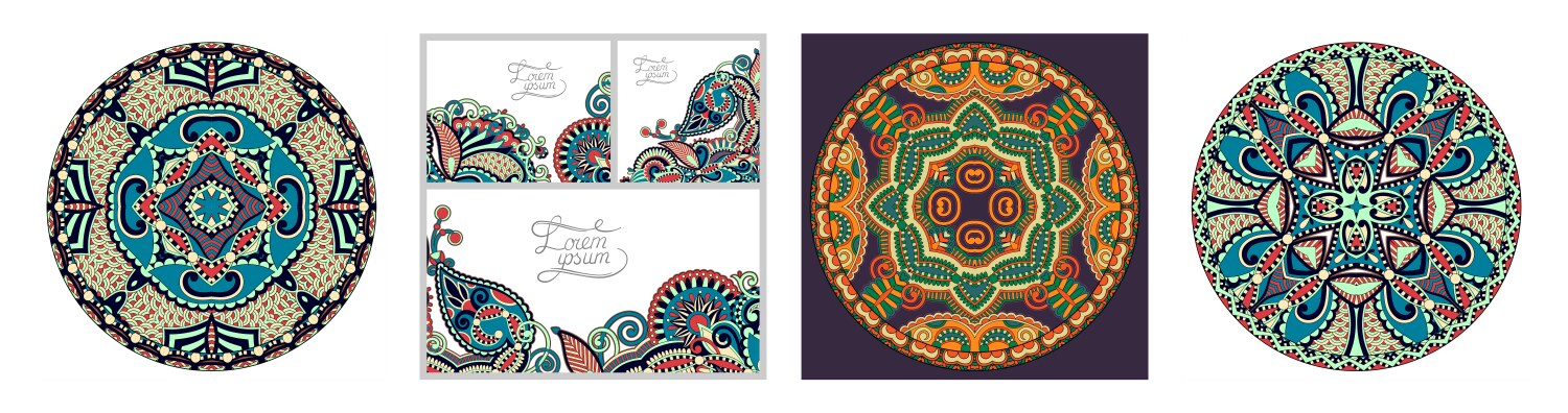 Decorative design of circle dish template Vector Image