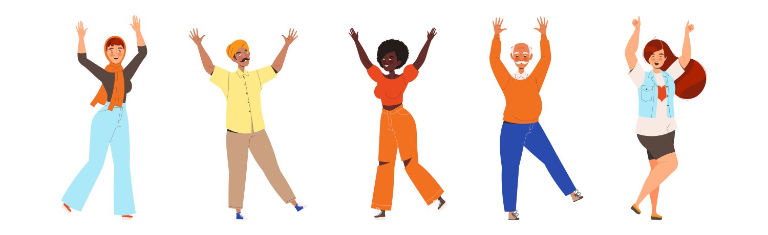 Happy people characters rejoicing and cheering Vector Image