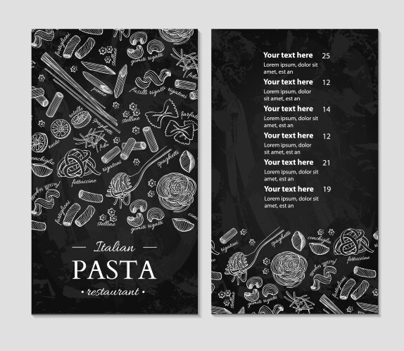 Hand drawn pasta menu vintage line art Royalty Free Vector