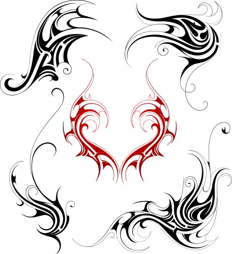 Heart shape in tribal style tattoo Royalty Free Vector Image
