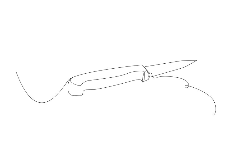 Continuous line knife icon monoline steel kitchen Vector Image