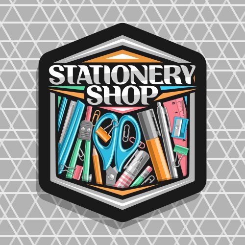 Logo for stationery store Royalty Free Vector Image