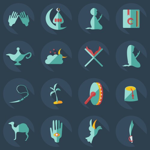 Flat concept set modern design with shadow islam Vector Image