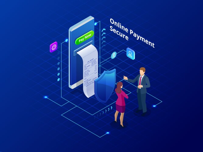 Concept of isometric payment method people Vector Image