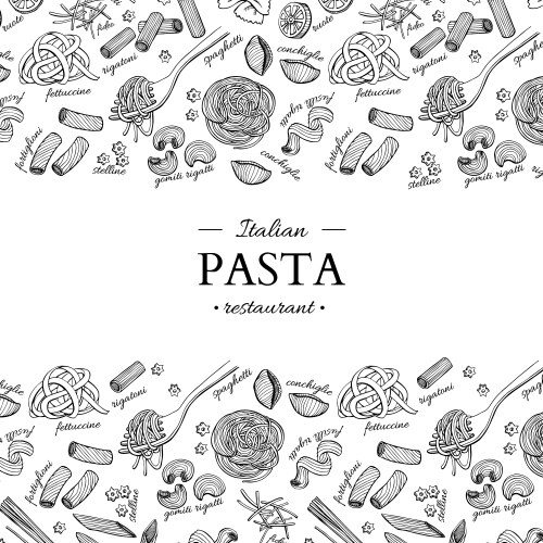 Hand drawn blackboard pasta menu Royalty Free Vector Image