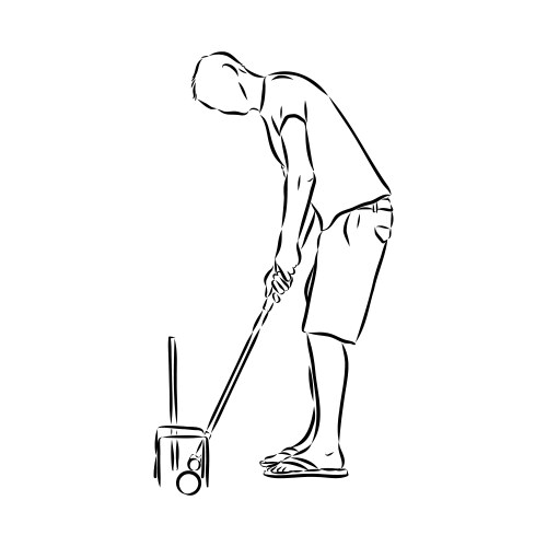 Drawing of a croquet mallet Royalty Free Vector Image