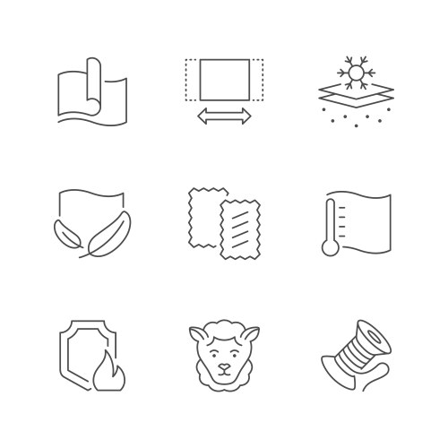 Fabric feature line icons pictograms Royalty Free Vector