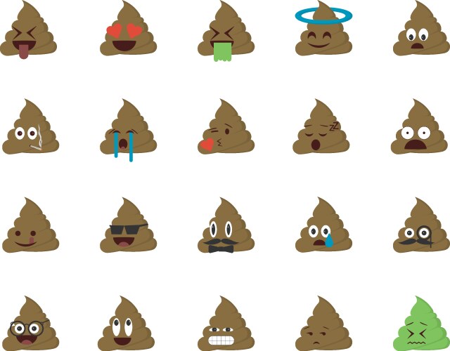Set of cute poop emoji Royalty Free Vector Image