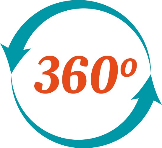 360 degree rotation angle with circular arrows Vector Image