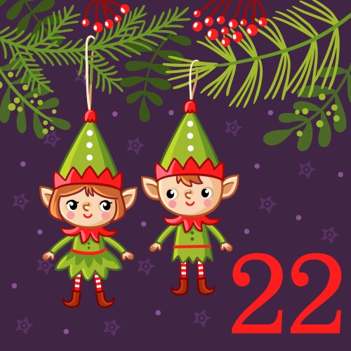 Christmas santa elf design shalk black board Vector Image