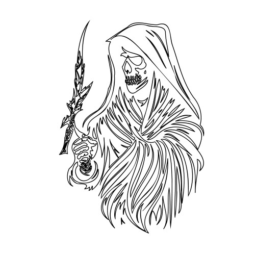 Grim reaper halloween sketch outline Royalty Free Vector