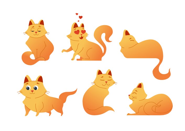 Cat set Royalty Free Vector Image - VectorStock