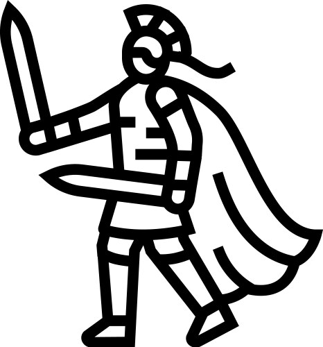 Warrior spartan roman greek line icon Royalty Free Vector