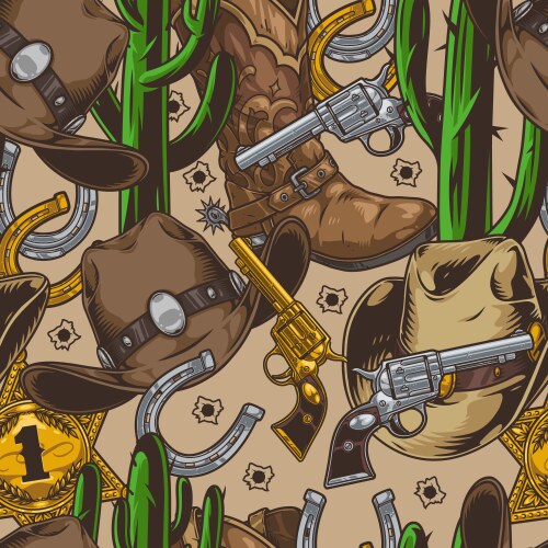 Seamless cowboy pattern Royalty Free Vector Image