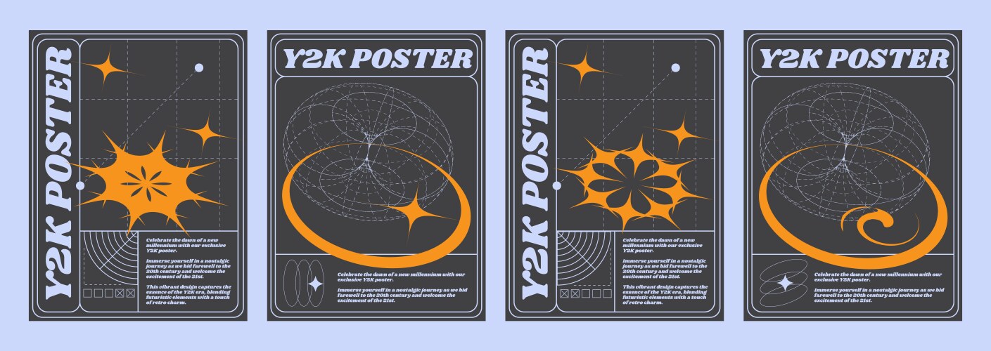 Retro futuristic style banners set Royalty Free Vector Image