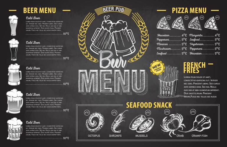 Alcohol cocktails drink menu card template Vector Image