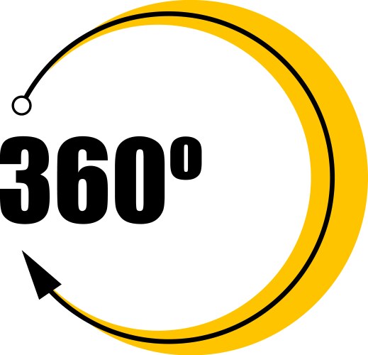 360 degrees rotating arrows showing full coverage Vector Image