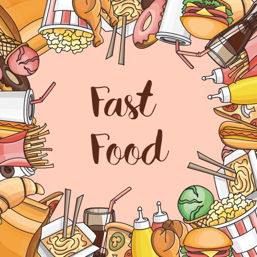 Sad fast food characters fries cola burger Vector Image