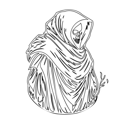 Grim reaper halloween sketch outline Royalty Free Vector