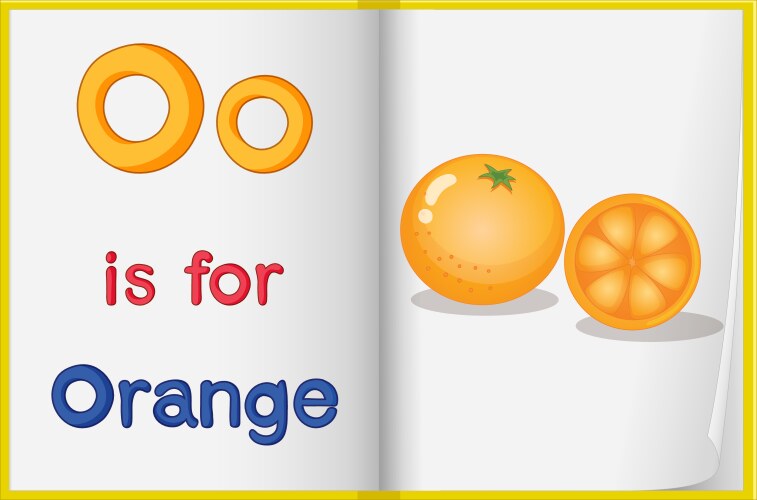 Fruit alphabet o is for orange Royalty Free Vector Image