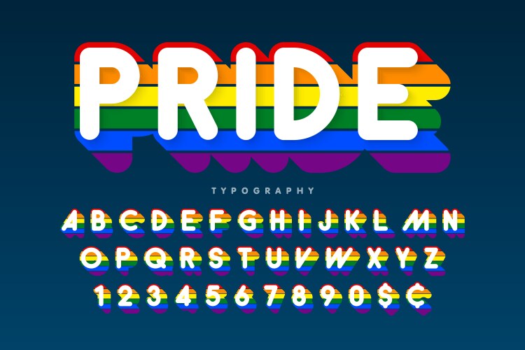 Original display rainbow font design alphabet Vector Image
