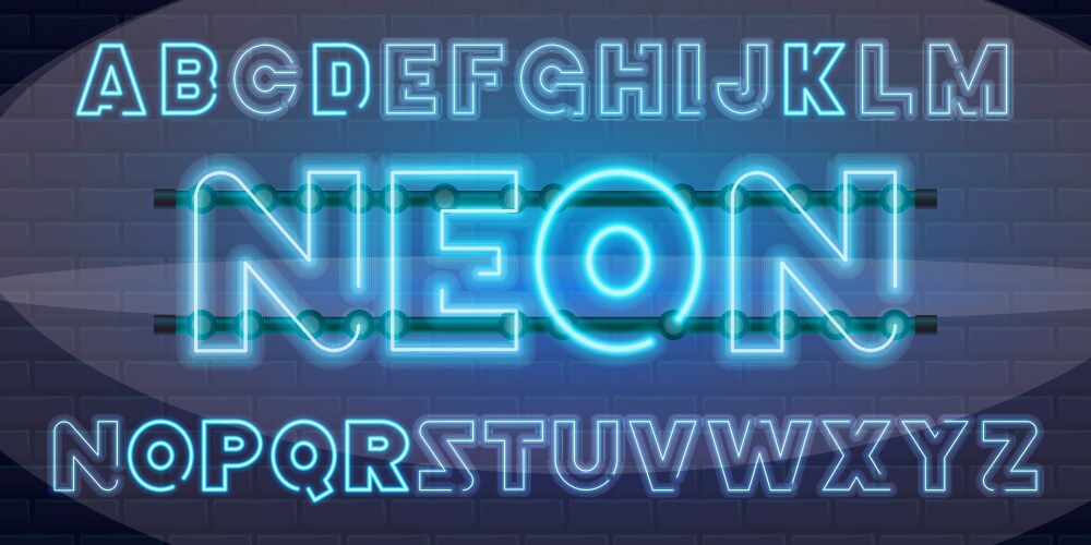 80 s purple neon retro font futuristic metal Vector Image