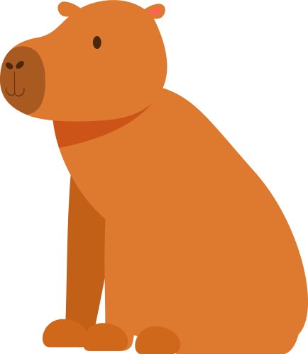 Cute cartoon capybara sitting calmly looking Vector Image